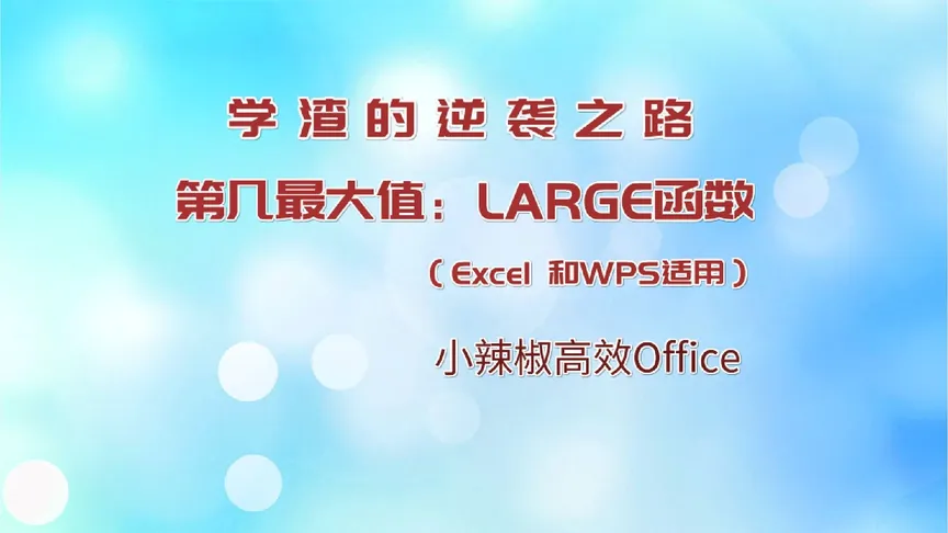 取最大值你会,取第几个最大值你会吗?Excel Large函数教程