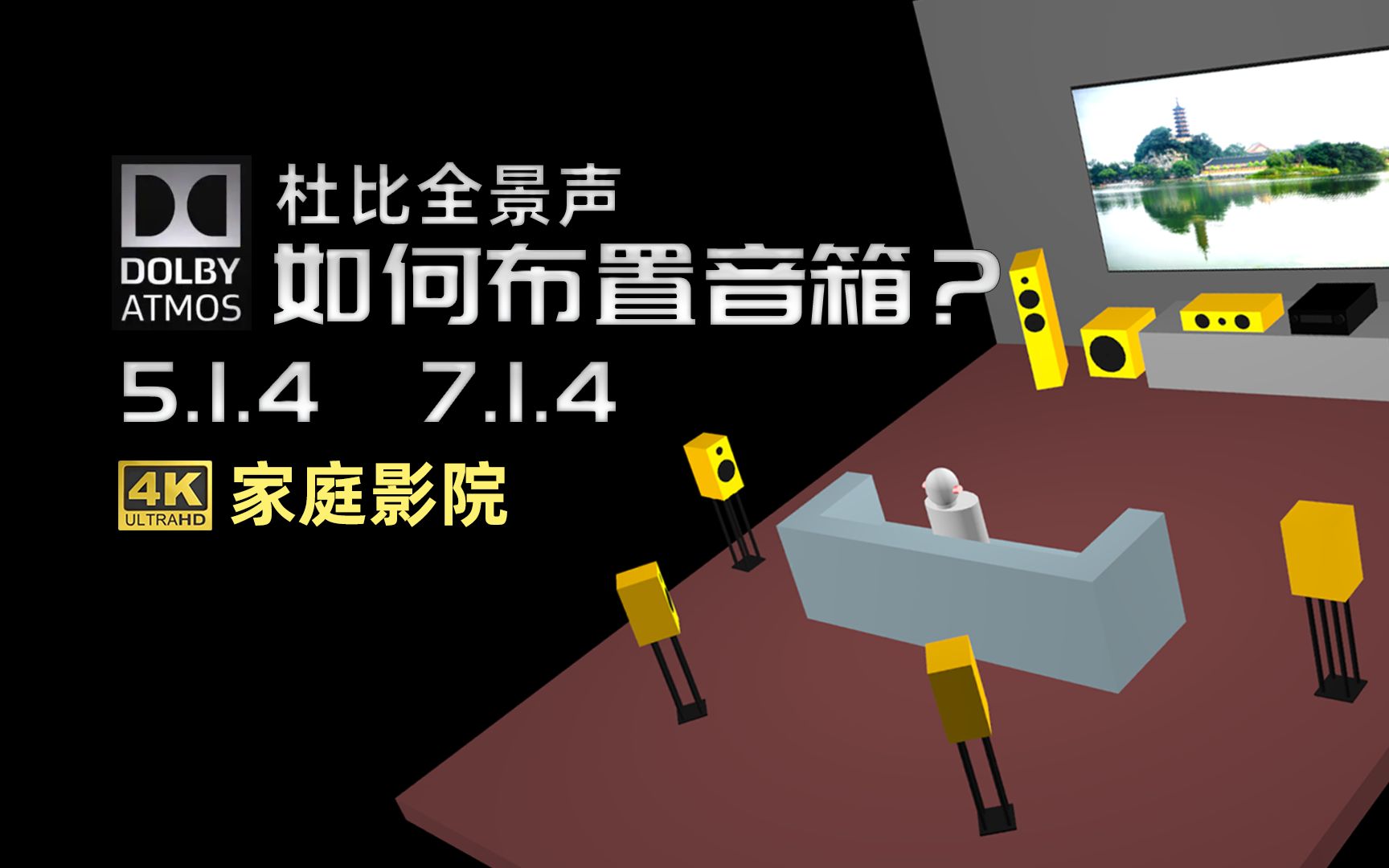 杜比全景声如何布置音箱?家庭影院音箱的怎么定位?标准的7.1.4 7.1.2 ...