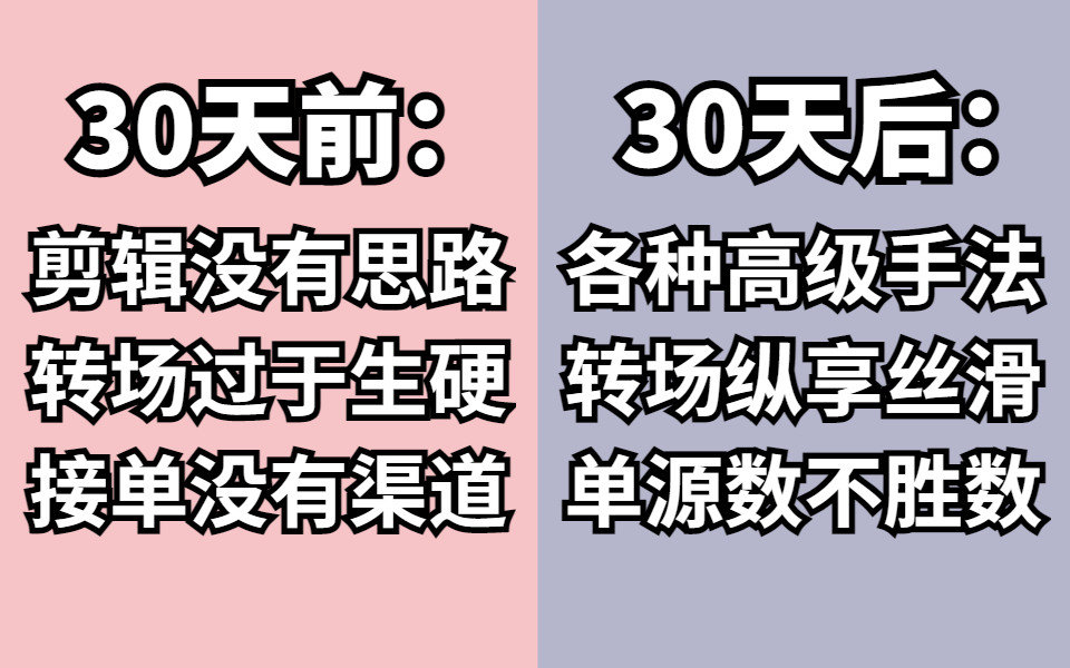 ...手把手教你花30天时间如何逼自己快速学会视频剪辑,让你的水平快速...