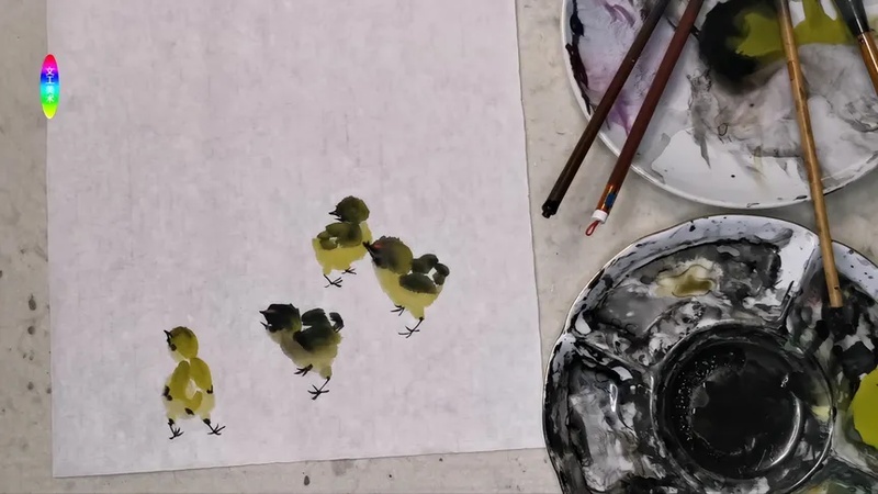 第27期国画零基础教程小鸡芭蕉画法第一部分