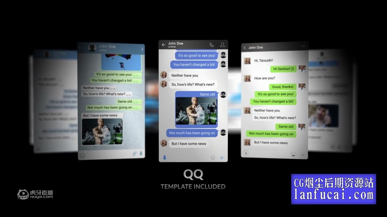 AE模板 QQ微信手机短信社交APP聊天气泡弹窗对话框动画