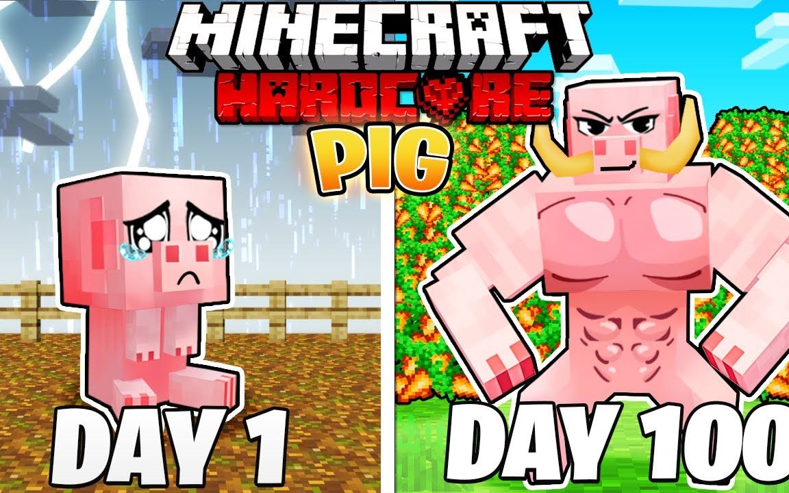 我的世界:变成一只猪在MC中生存100天!今天是我生存的44至58天!