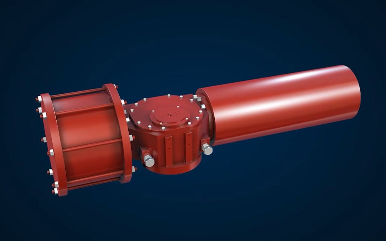 阀门气动执行器三维动画-双杠单作用双作用执行器-泵阀产品三维动画