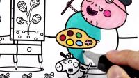 小猪佩奇简笔画 第68集 猪爸爸带着佩奇乔治一起画樱桃树