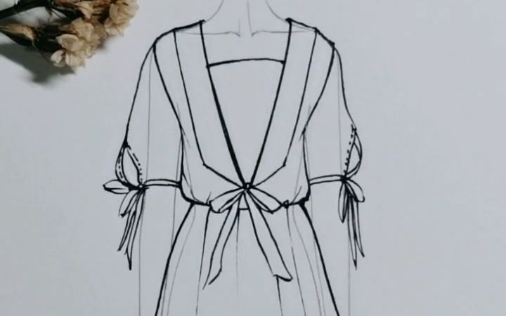 【手稿绘图】教你改良款汉服画法,零基础都能学。