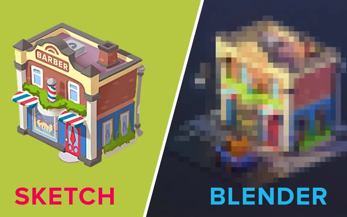 iBlender中文版插件 在 Blender 中建模理发店(游戏中时光倒流) 教程...