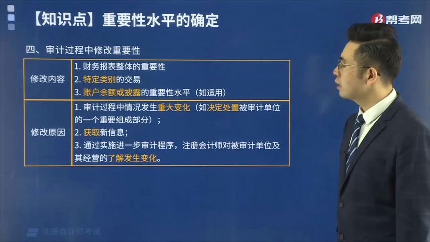 帮考网孙超凡老师详解审计过程中修改重要性的内容和原因有哪些?