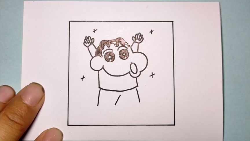 教你快速画简笔画蜡笔小新六,只有黑白两种颜色