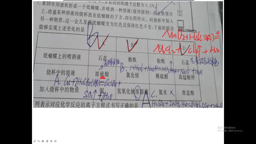 练习题实验室制取氯气 高锰酸钾与浓盐酸的反应 SO2 Cl2的漂白性