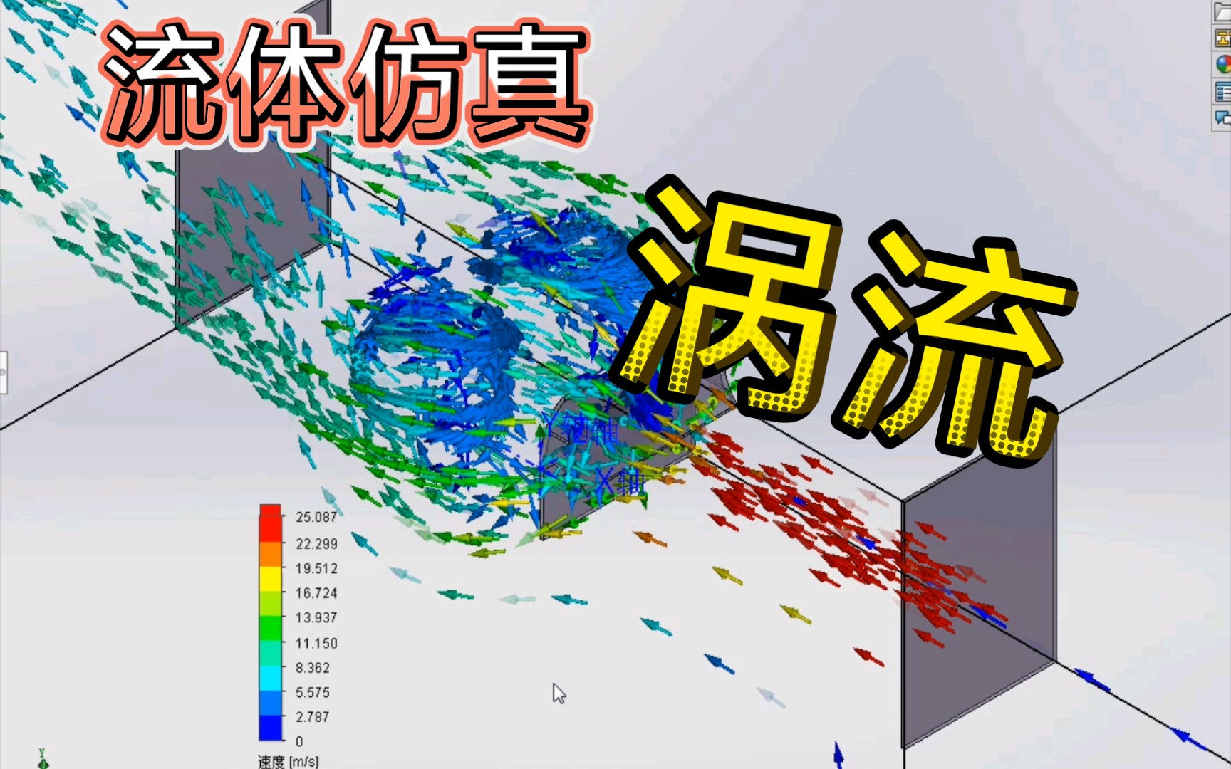 【SolidWorks】流体仿真,再试一下,出现涡流