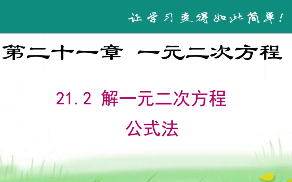 人教版初中数学21.2.2解一元二次方程 公式法