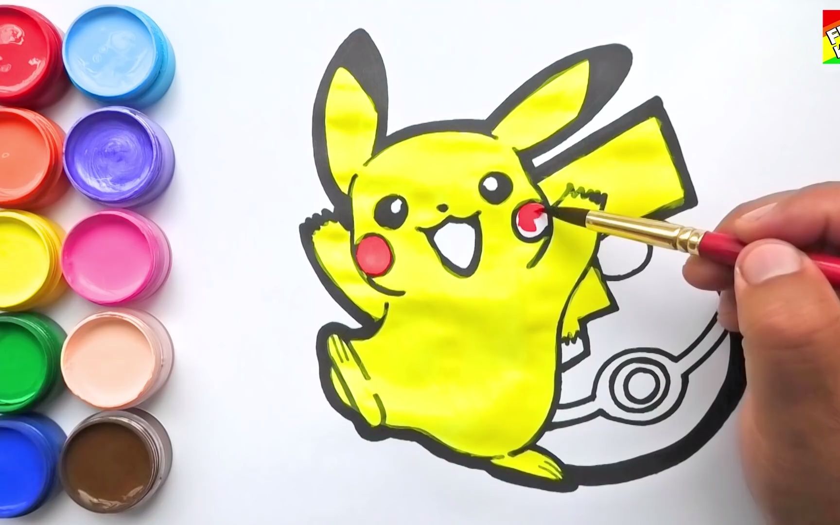 【水彩画】教你绘制和着色皮卡丘~超级简单的绘画,一看就会!