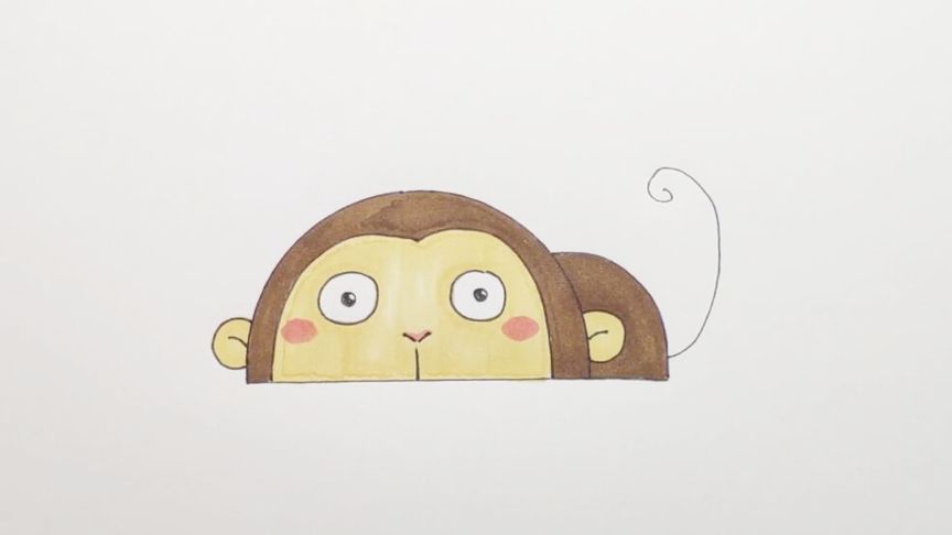 绘画达人教你画半圆猴子简笔画,画法简单,小朋友一学就会