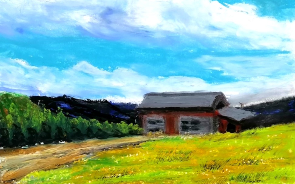 油画棒|美丽的春天|附步骤视频