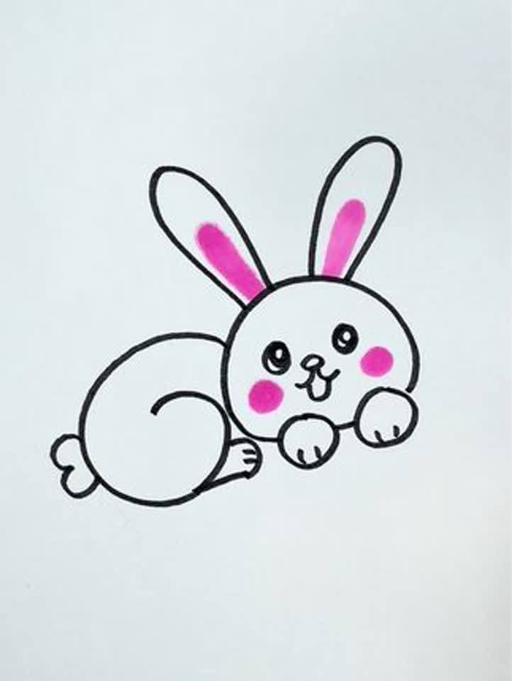 用数字200画可爱的小兔子,一学就会简笔画亲子简笔画画画
