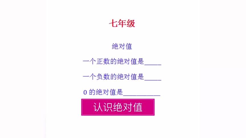 认识绝对值,一定要了解绝对值的意义哦#初中数学