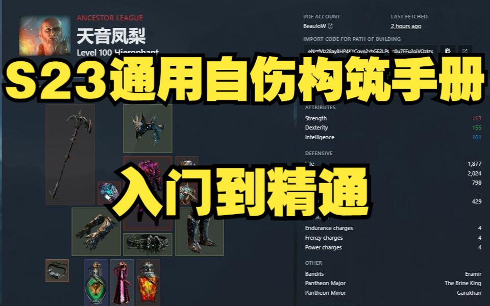 【流放之路S23】S23多升华通用自伤构筑手册 入门到高配