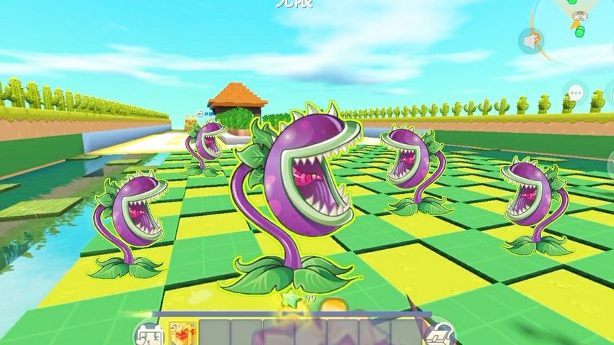 迷你世界:植物大战僵尸模式,华威最后种了64个大嘴花!