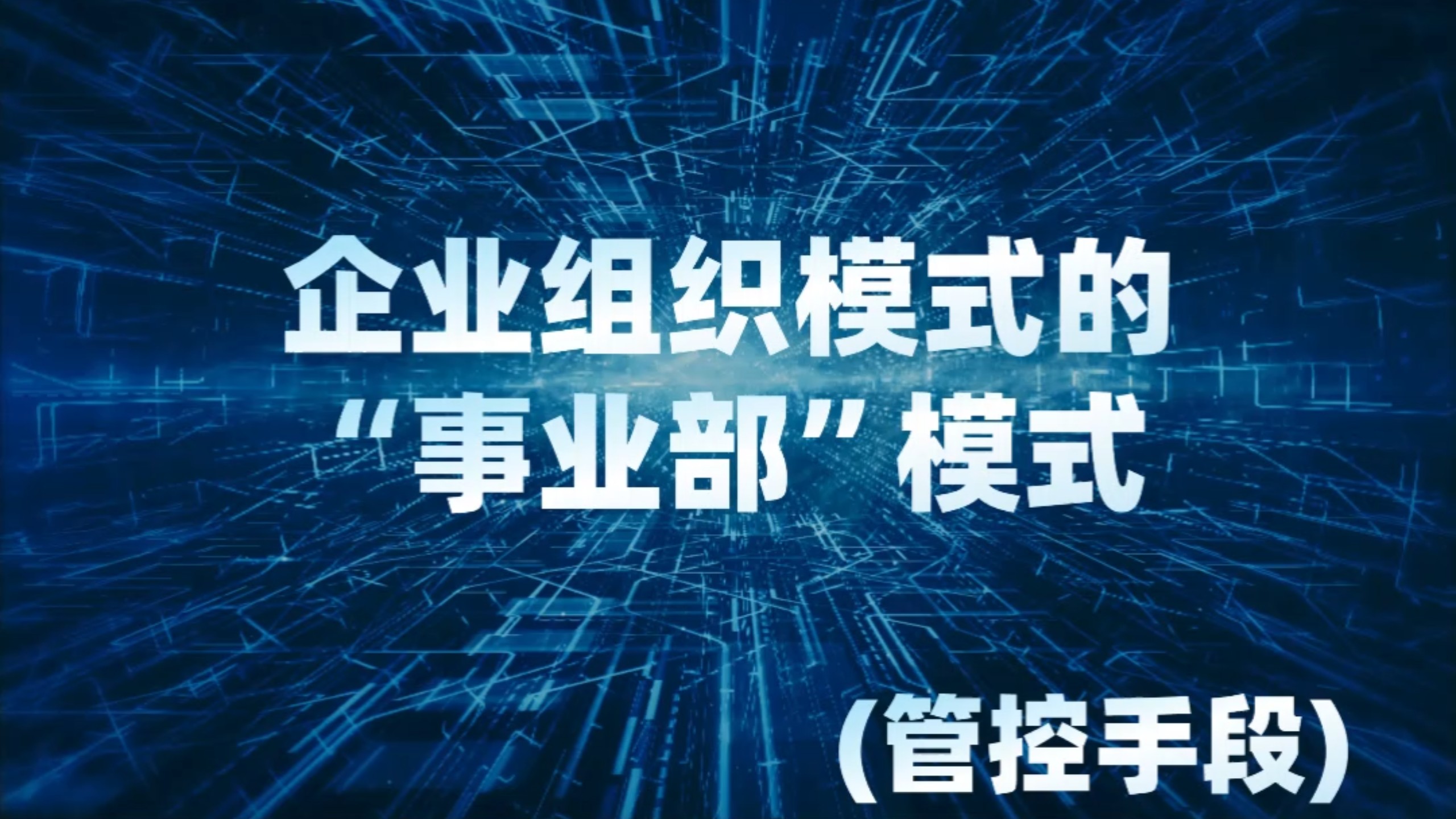 企业组织模式的“事业部”模式(管控手段)
