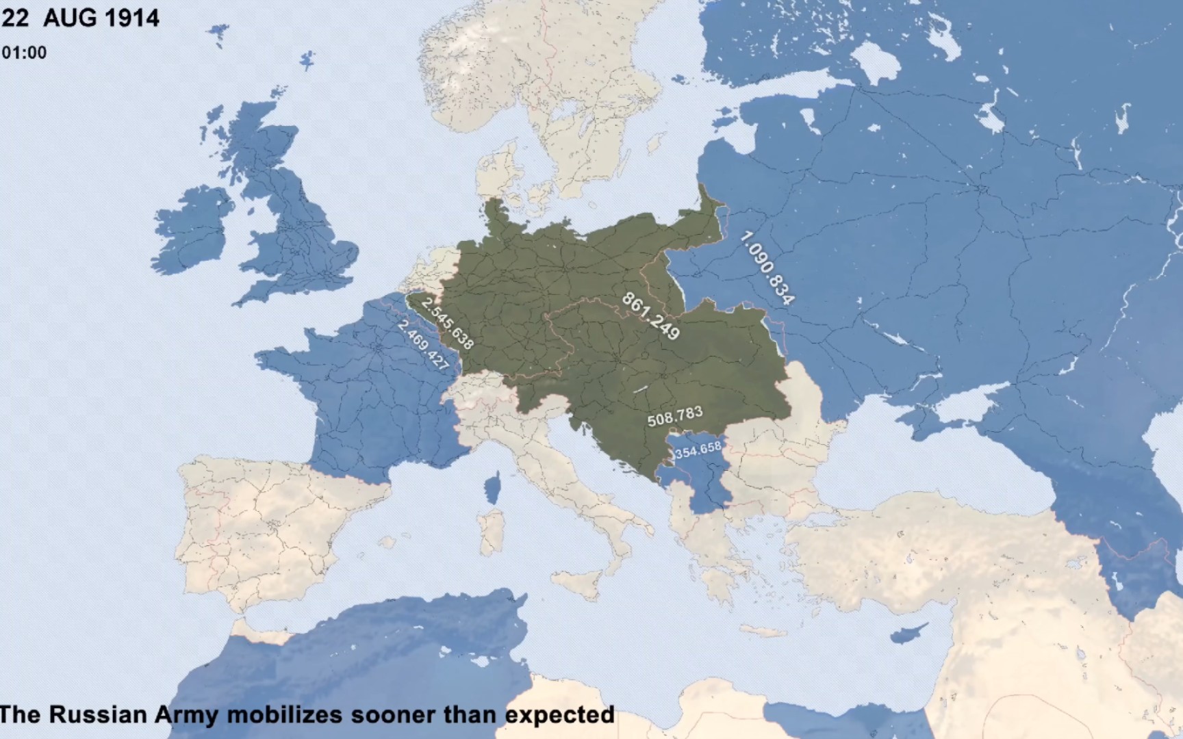 【历史地图】第一次世界大战战线变化图:每日(1914～1918)「World ...