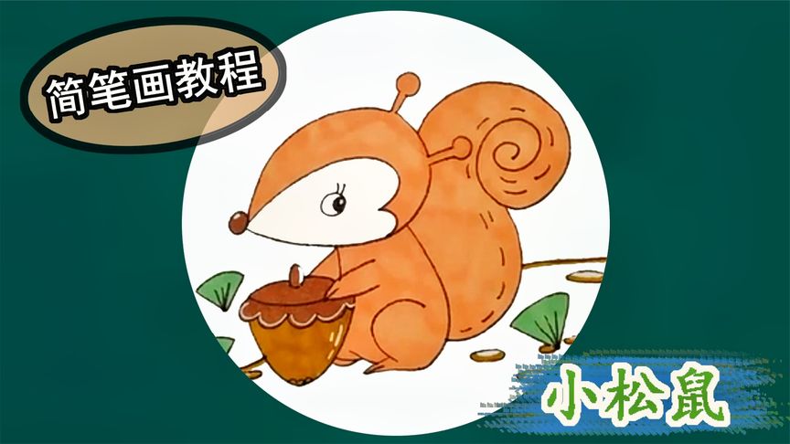 简笔画 孩子们可爱的松鼠好看吗 抱着松果的小松鼠高兴的不得了