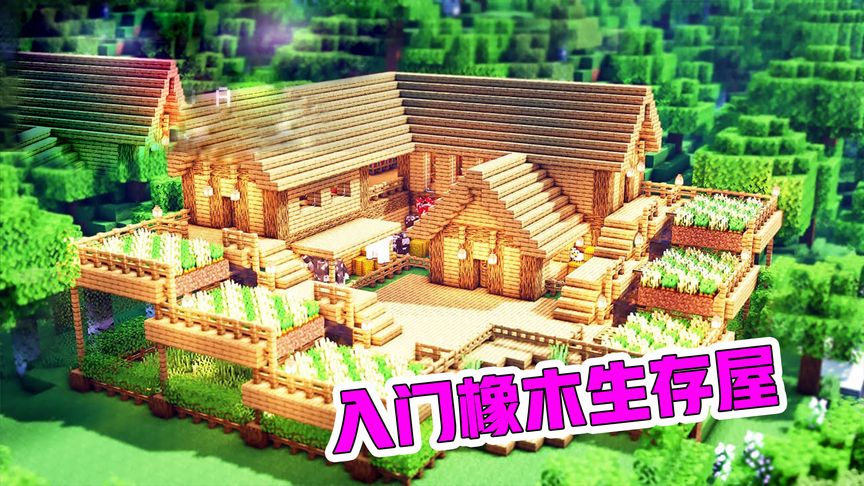 我的世界生存建造：入门级橡木生存屋，萌新必备建造技能！