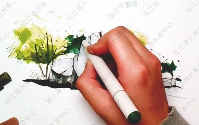 绘江南长春中心:环境设计考研丨景观设计考研 单体石头马克笔上色...