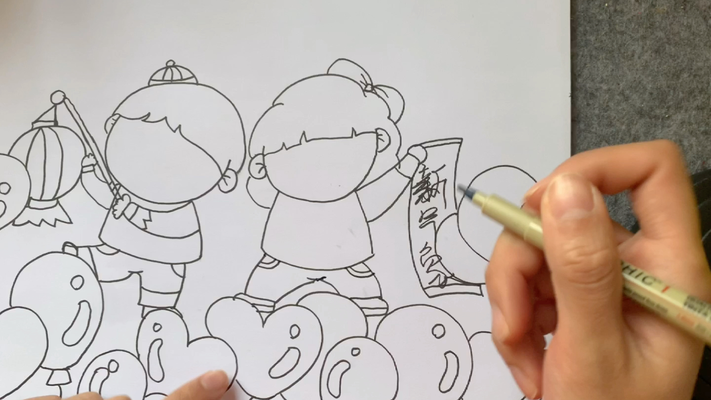 主题简笔画:《新年》《元旦》