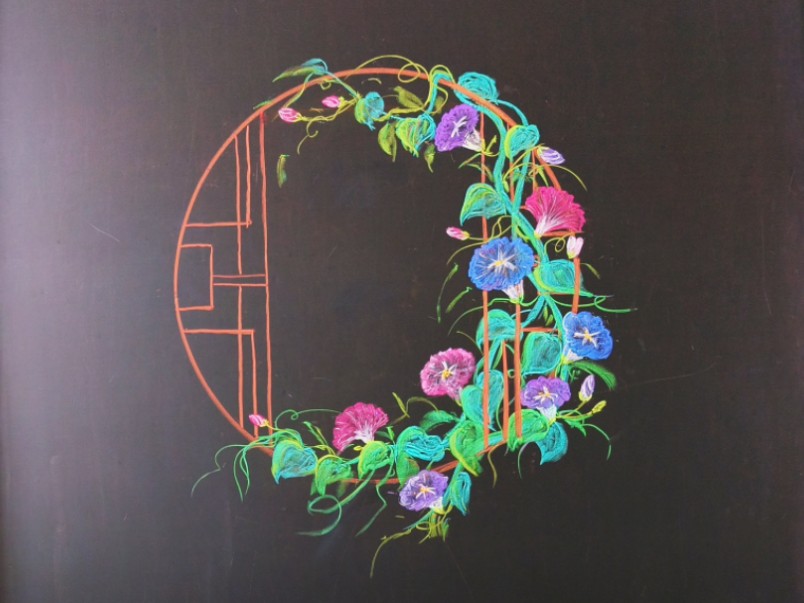 粉笔画牵牛花教程