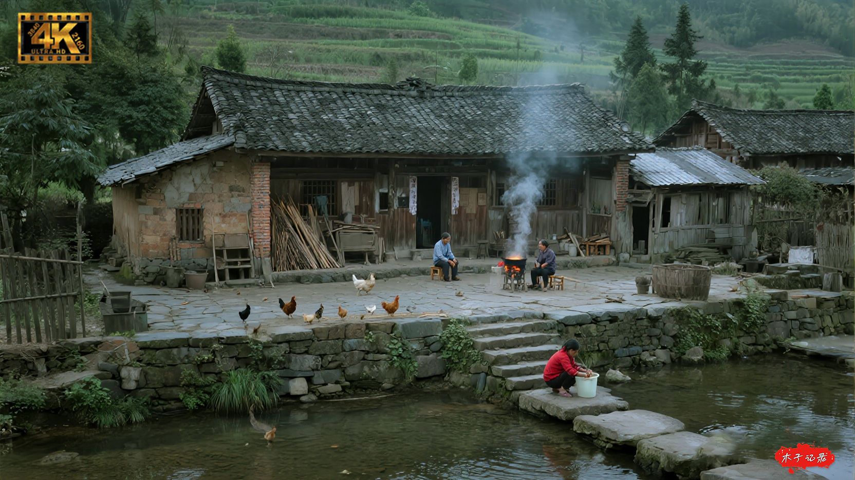 中国村庄步行,走进深山秘境古坪村,遇见遗落的古老村落(4K UHD)