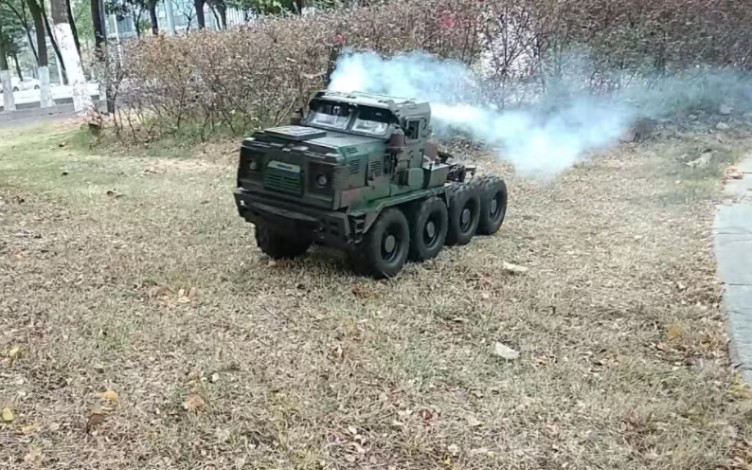 diy rc 8x8 油动+电动遥控越野攀爬军卡拖车模型基本完工