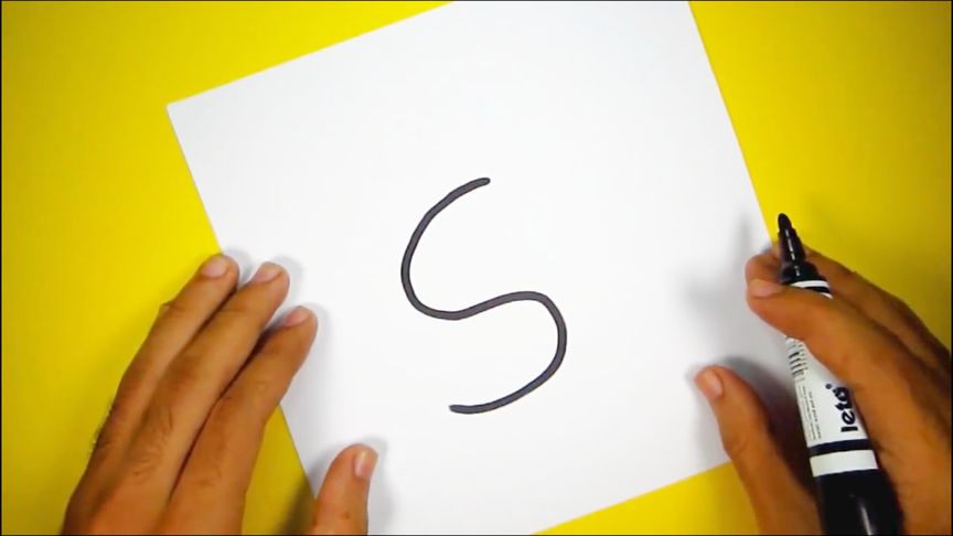 幼儿创意简笔画,如何将字母S变成卡通蛇?培养宝宝的想象力