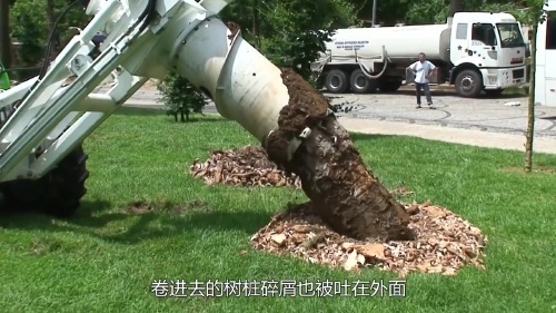不可思议的树桩粉碎机,过程就像削铅笔一样简单,树桩秒变碎屑