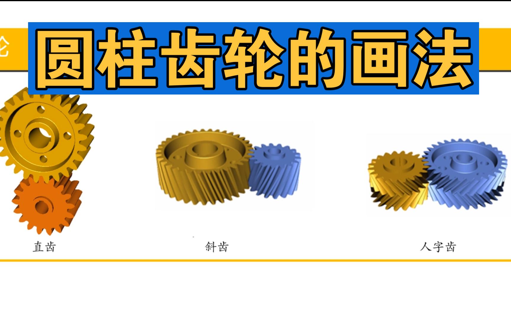 常用件1.1,圆柱齿轮的画法,包括直齿、斜齿、人字齿的外形图和剖视图...