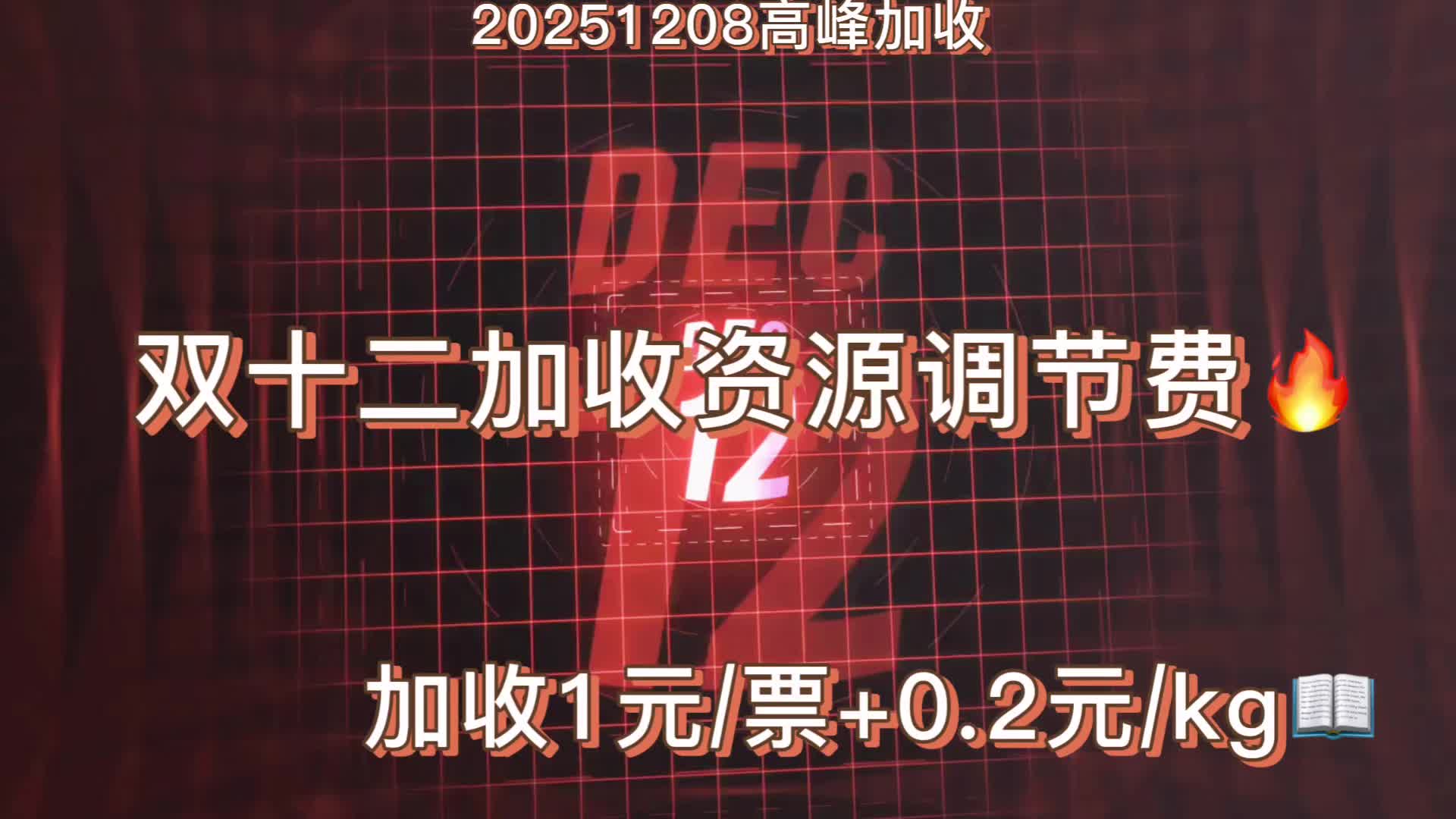 20251208高峰加收 | 头部快递双十二加收资源调节费 #快递 #双十二 #...