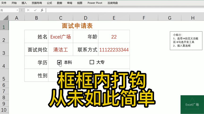 Excel框框内打钩，从未如此简单