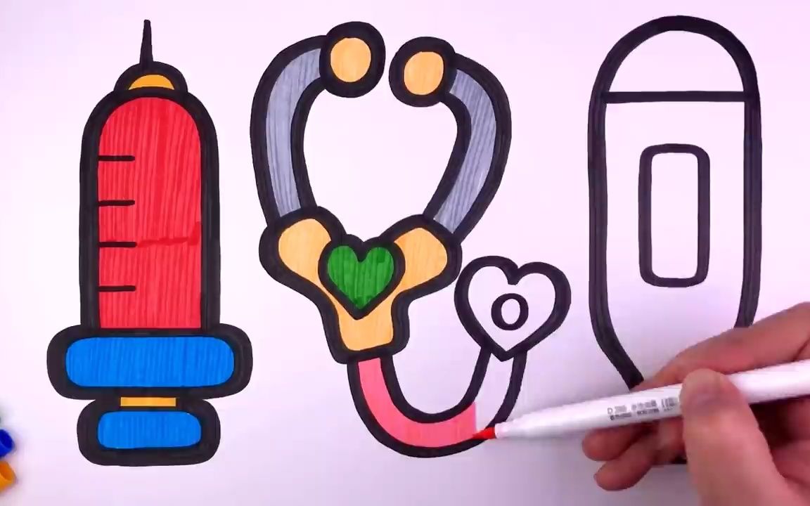 儿童简笔画-教孩子们画医护工具