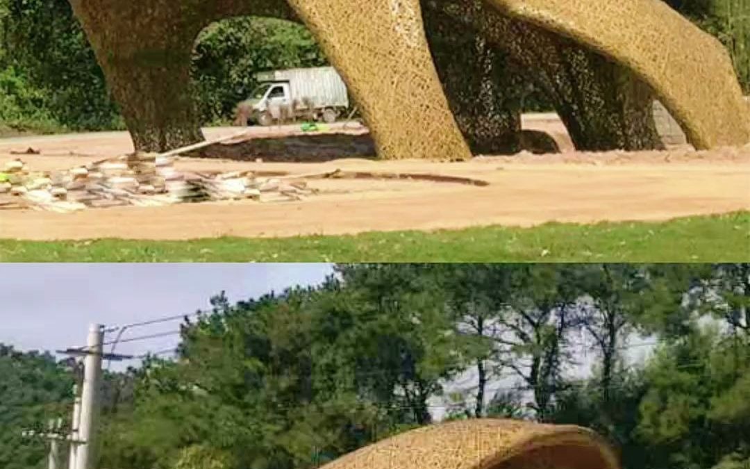 纯手工异形竹编织-概念青蛙造型-竹景观 竹建筑工程案例