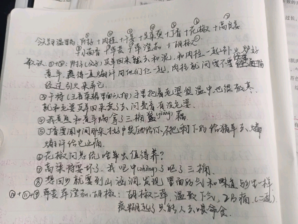 中医考研中药功效歌诀记忆手写打卡——温里药:附子+干姜+肉桂+...