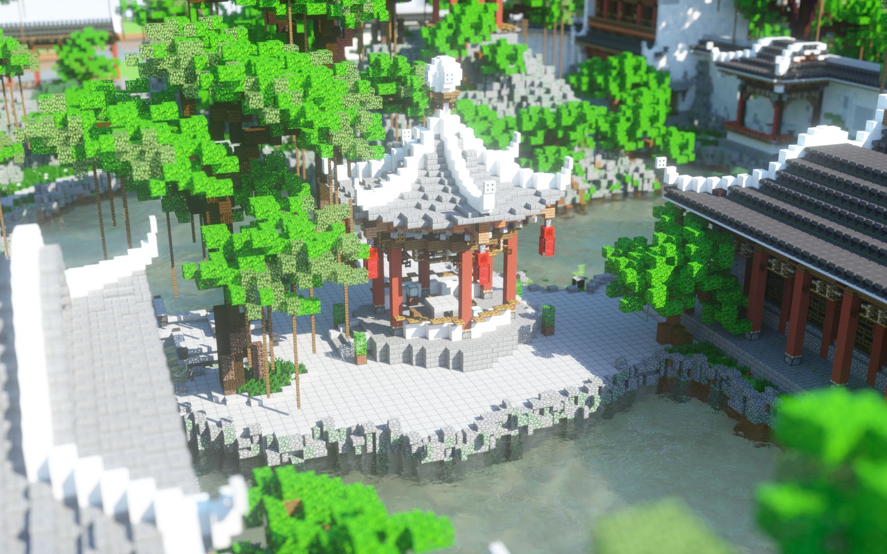 【Minecraft】感受中国园林之美,灵影的中式园林建筑展示