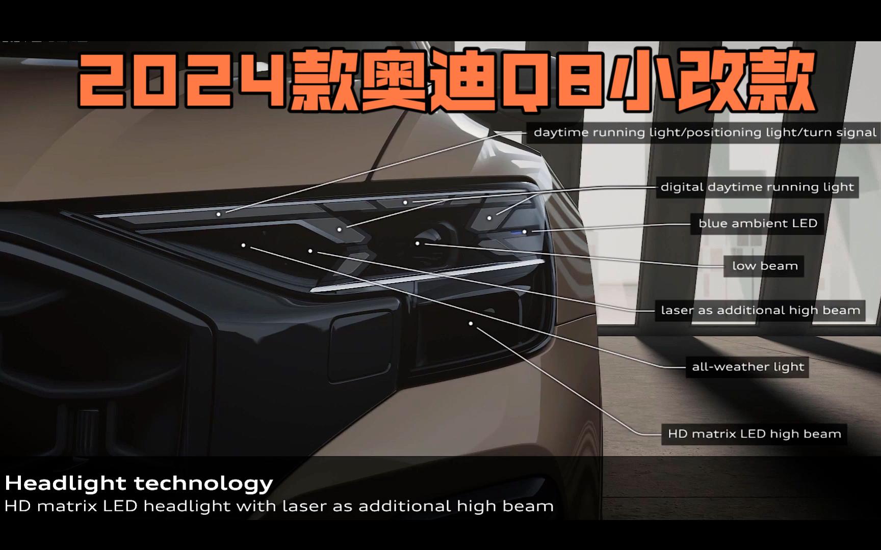 灯厂新科技 2024款奥迪Q8 高清LED 头灯+激光远光灯+OLED尾灯