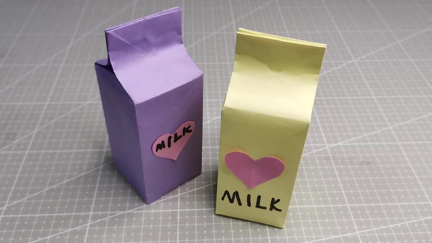 牛奶盲盒折纸视频教程,创意手工,一张纸就能折出来