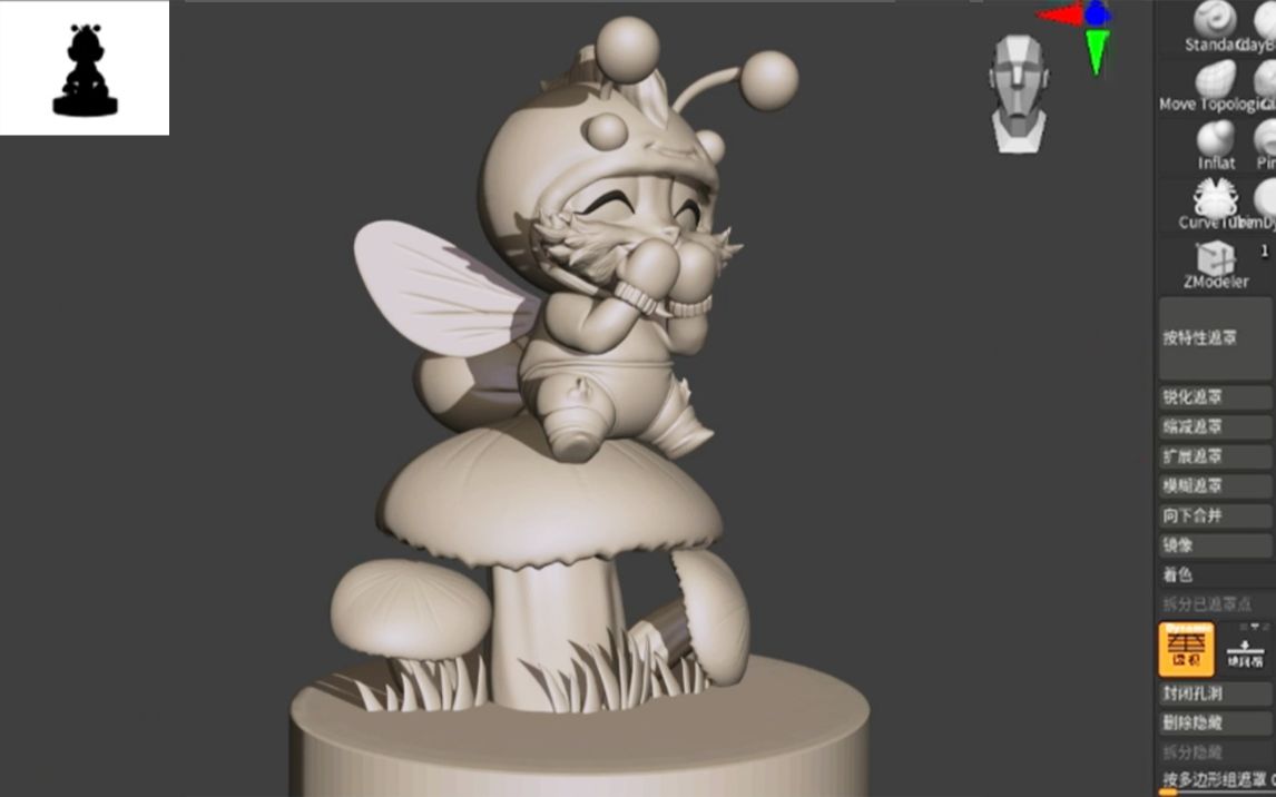 【zbrush新手教程】英雄联盟"提莫队长"手办模型雕刻、3D游戏人物...