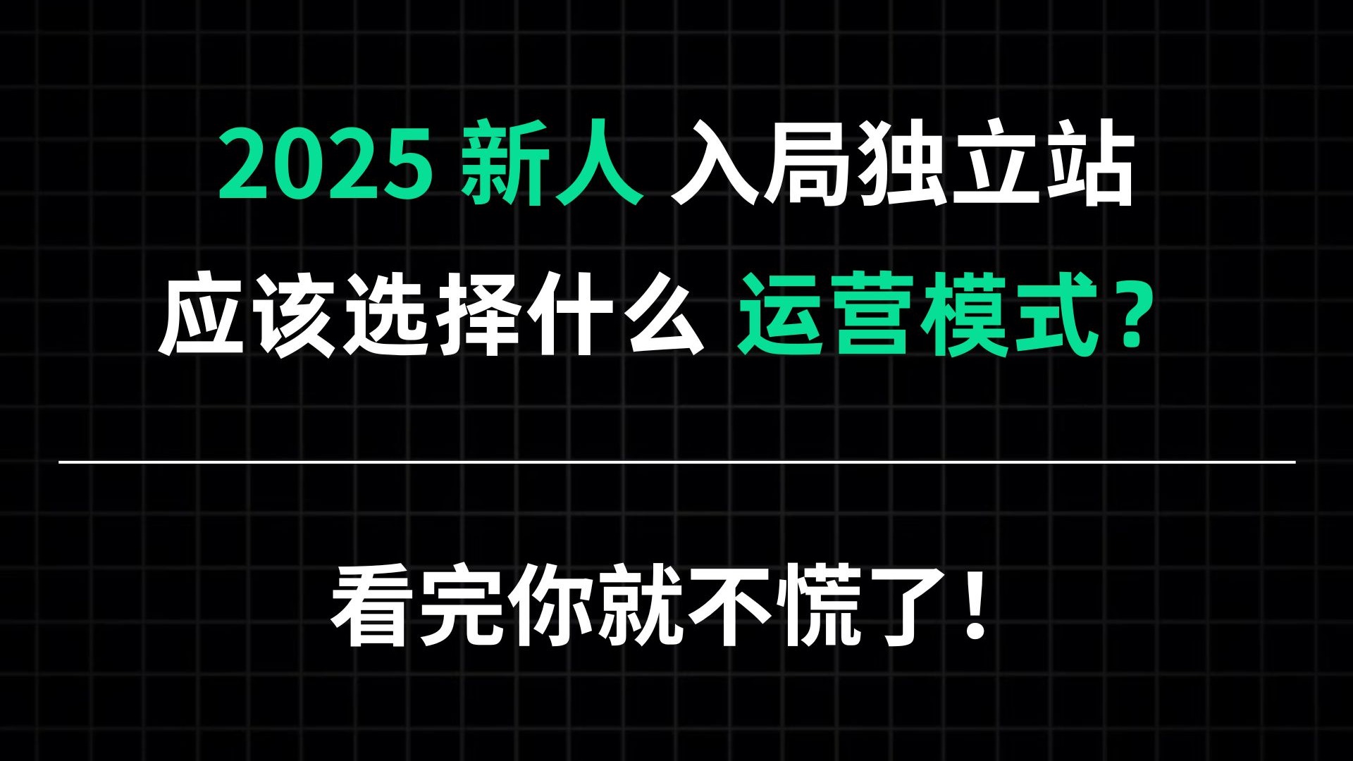 2025 新人入局跨境电商 独立站,应该选择什么运营模式?【看完你就不...