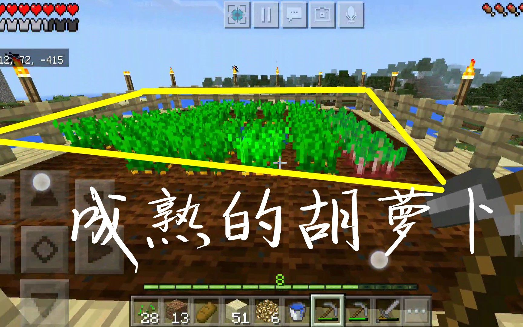 我的世界52:农场里面种植的农作物终于熟了,可以改善改善口味!(*^▽^*)