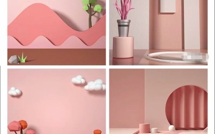 110款C4D风格小清新卡通立体空间展台电商产品主图海报背景PSD...