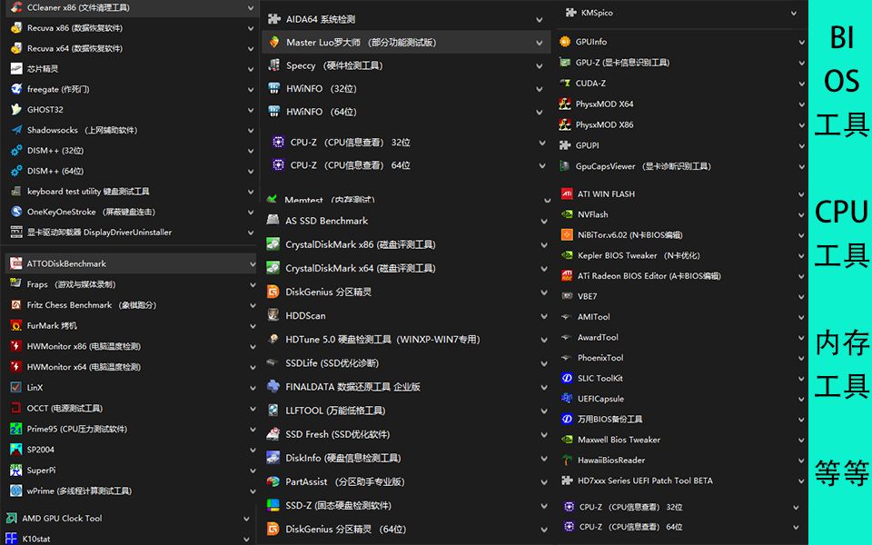 最全面实用的电脑硬件检测、管理、性能测试工具都在这里!