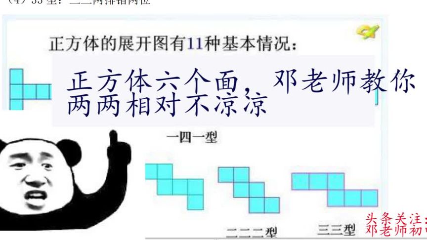 正方体的展开与折叠相对面问题练习,9个同类型问题配套练习讲解