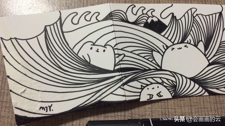 废纸不要扔,你的小可爱来了!一看就会的线描画