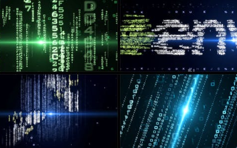 AE模板-数字矩阵高科技黑客代码汇聚任意形状特效的动态LOGO片头...